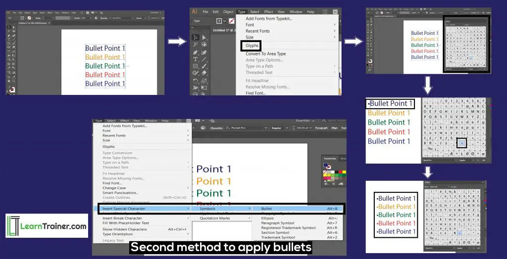How To Add Bullet Points In Illustrator LearnTrainer